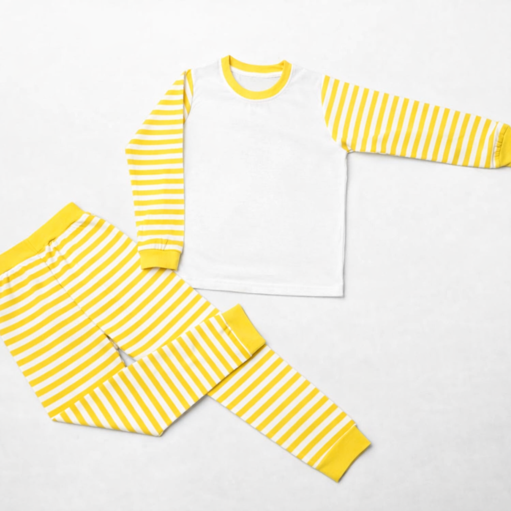 Yellow Stripes Kids Pyjamas – Wraps and Blanks